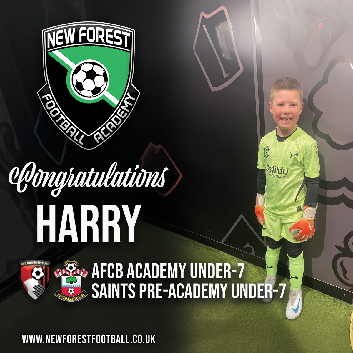 HARRY KICK'S ON WITH AFCB & SAINTS 👏 – New Forest Football Academy