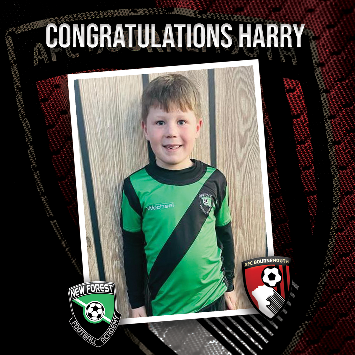 HARRY PROGRESSES TO AFC BOURNEMOUTH ACADEMY – New Forest Football Academy